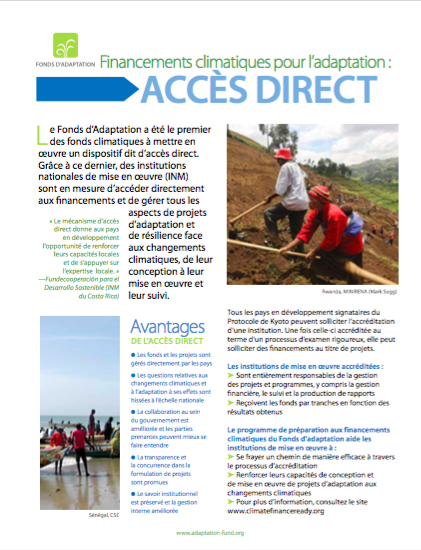 Direct Access French 2016 thumbnail - Adaptation Fund