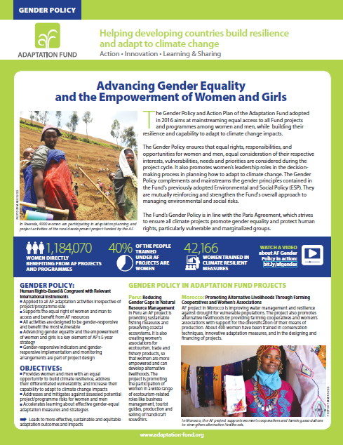 Flyer on Environment, Social and Gender Policies - Adaptation Fund